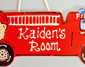 Personalized Wood Letter Set Firetruck Fire Engine Theme