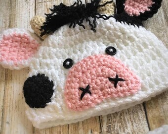 CROCHET PATTERN Crochet Cow/Bull Hat Pattern Crochet Farm