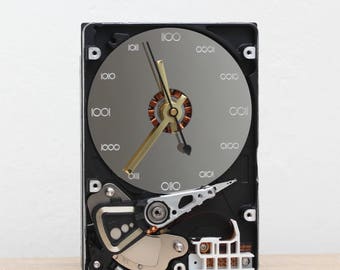 Desk clock made of a recycled Computer hard drive HDD clock