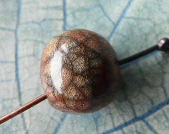The Big Snail in Red Handmade Lampwork Bead Raku Glass Shell