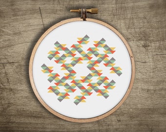 Geometric Cross Stitch Pattern Modern Turtle Counted Chart