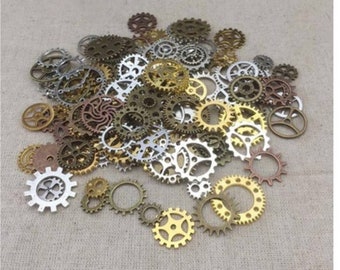 58x PLASTIC COGS and GEARS Steampunk Clock Watch Robot Parts