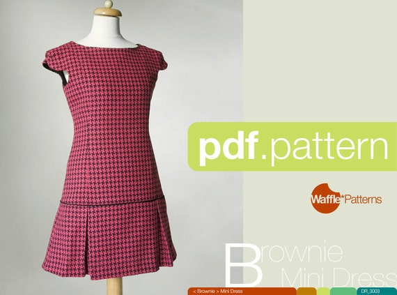PDF sewing pattern. Women Mini dress Brownie size 34-48