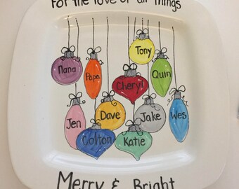 EXTRA Large Personalized Family Tree Platter Handpainted 16