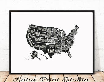 Usa map wall art | Etsy