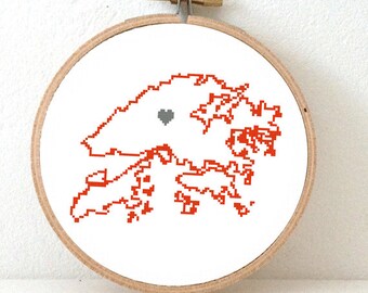 India map modern cross stitch pattern. India needlepoint with