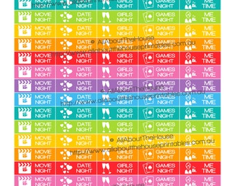 movie Printable Planner Stickers cinema Movie Night