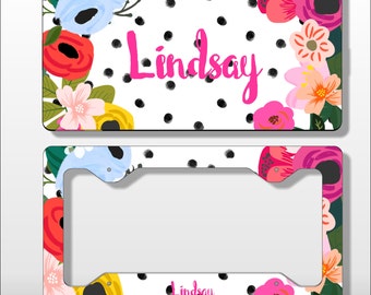 Monogram License Plate Matching Key Chain Dark Red Chevron