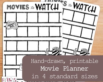 Bullet Journal Movies to Watch Planner Printable Movie