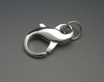 Sterling silver Figure 8 Lobster Clasp with Ring 10x14mm 1pc