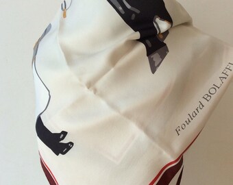 Vintage Zilli French Equestrian Motif Oversized Red Yellow