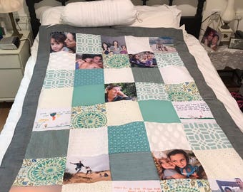 Modern Photo Quilt Patchwork Family Photos Quilt Custom