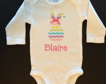 Items similar to Custom Personalized Easter baby outfit - Chevron ...