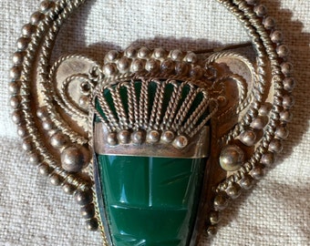 Aztec jade brooch | Etsy
