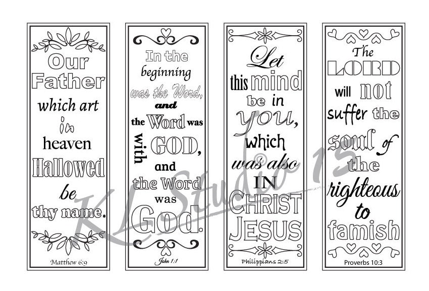 Bible Verse Coloring bookmarks2 Instant Download