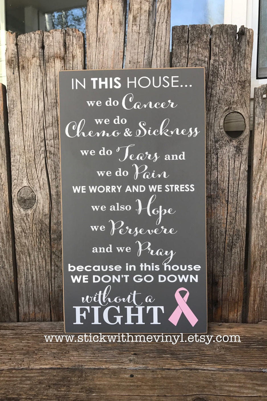 Breast Cancer SIGN in this house we do CaNcer breast cancer