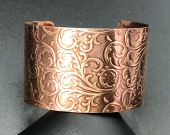 Engine Turned Copper Top Cuff Links Snap Style Barrel Shape