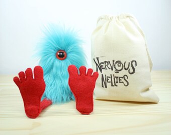 Nervous Nelly Plush Monster Toy Aqua