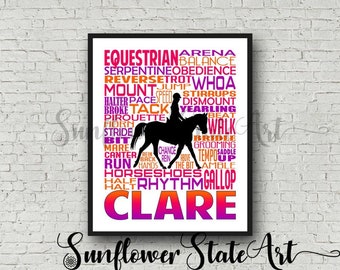 Personalized Equestrian Poster Gift for Equestrians Gift for
