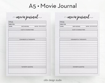 Bullet Journal Movies to Watch Planner Printable Movie