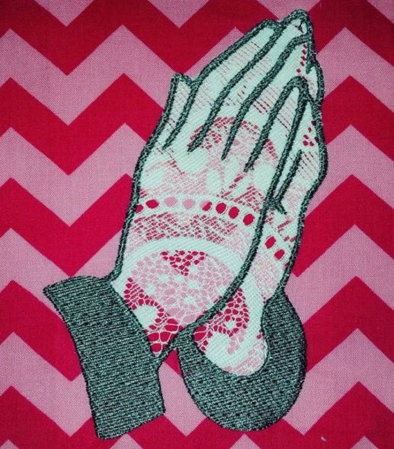 Prayer Hands Applique machine embroidery design 4 sizes 8