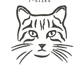 Cat face outline | Etsy