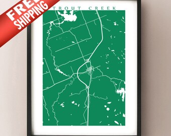 Downtown Toronto Map Art Ontario Poster Print