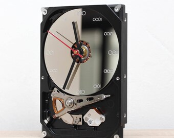 Desk clock made of a recycled Computer hard drive HDD clock