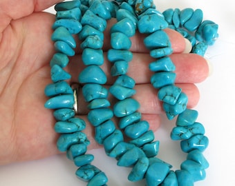 Faux Turquoise Pebbles gemstone beads magnesite nuggets