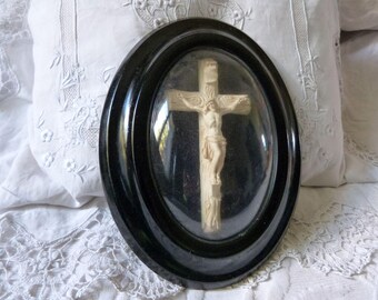 Antique French religious frame 1900s reliquary relic frame