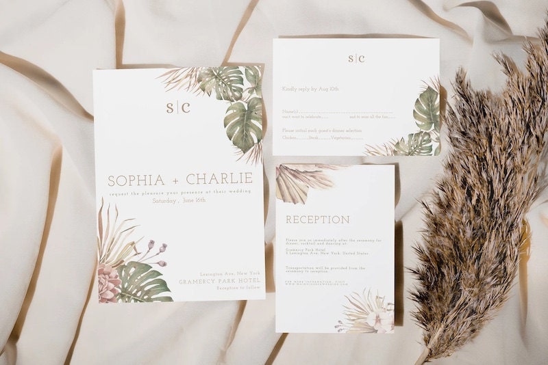 20 Best Boho Wedding Invitations and Templates | Etsy