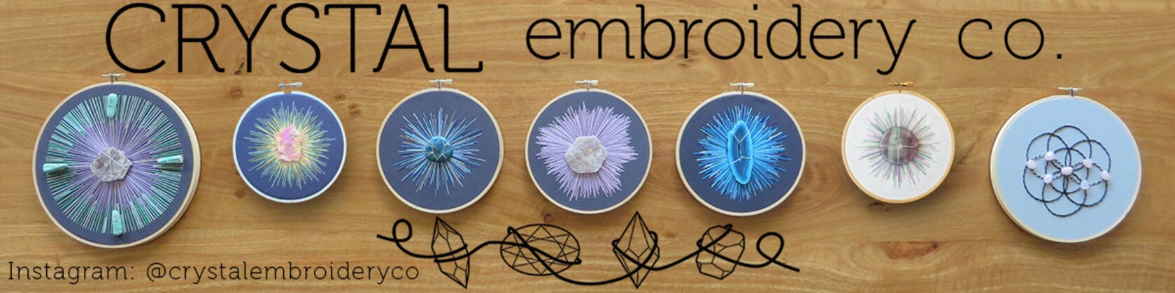 Gemstones stitched into hand embroidered by CrystalEmbroideryCo