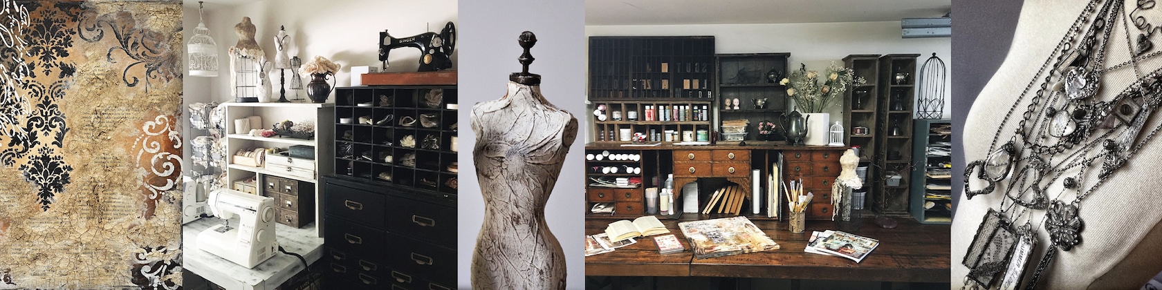 Handmade vintage inspired home décor artwork & by lisawinestudios