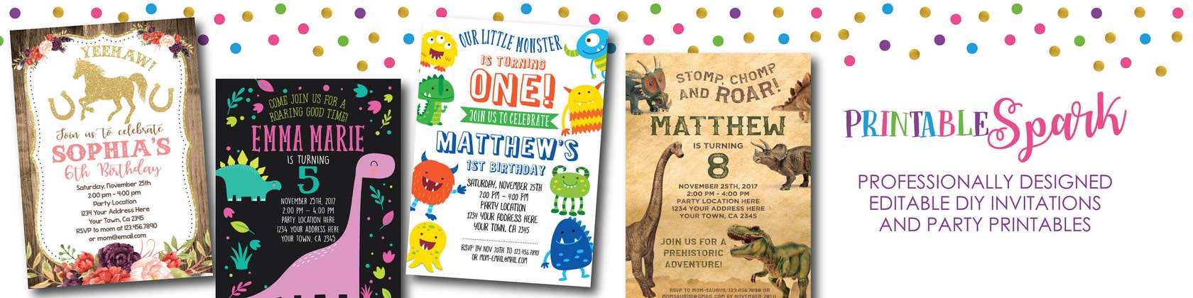 Easy to edit Invitations by Printablespark on Etsy