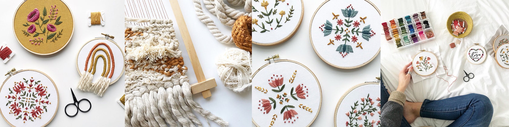 Modern embroidery tapestry and macrame by UrbannNest on Etsy