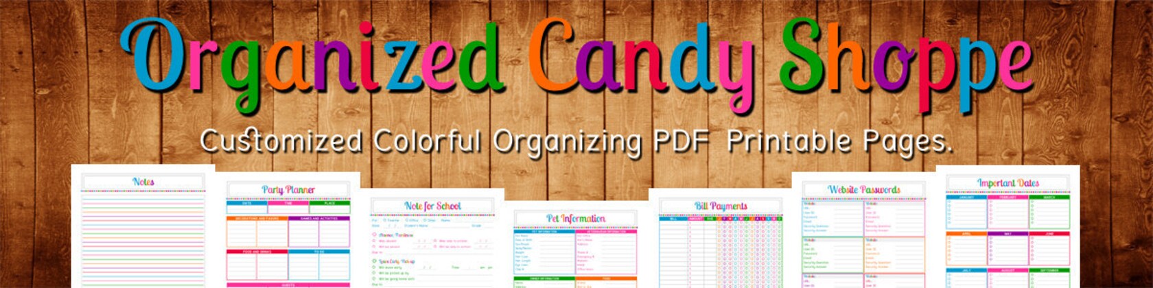 Customized colorful organizing PDF by OrganizedCandyShoppe on Etsy