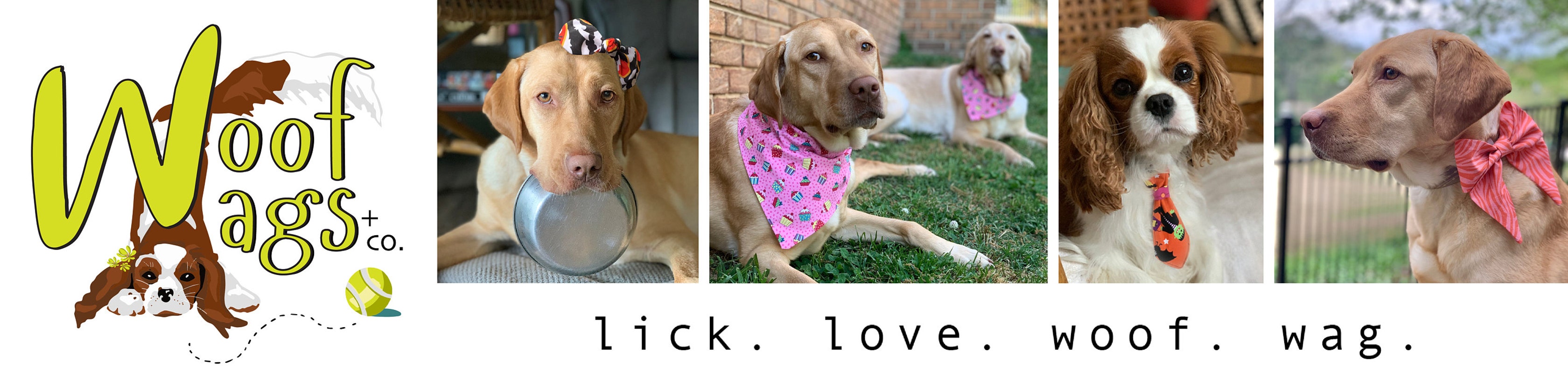 Pet bandanas bowties more. LICK LOVE WOOF WAG by woofwagsco