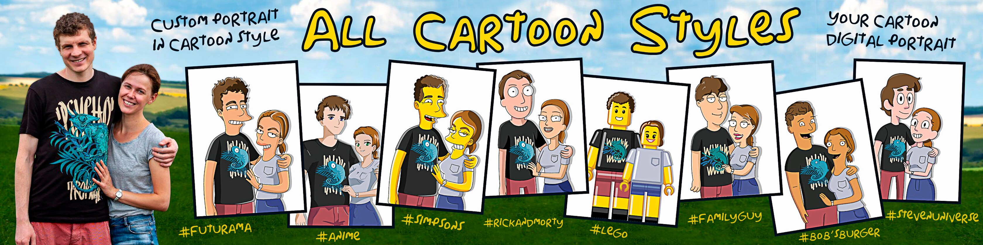 Custom Digital Cartoon portraits All Cartoon by AllCartoonStyles