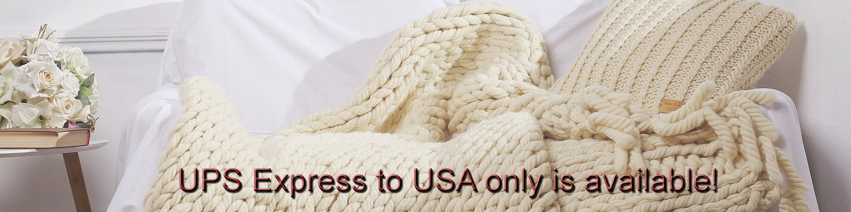 Chunky knit blankets wool throws woven rugs by ModernWoolStyle