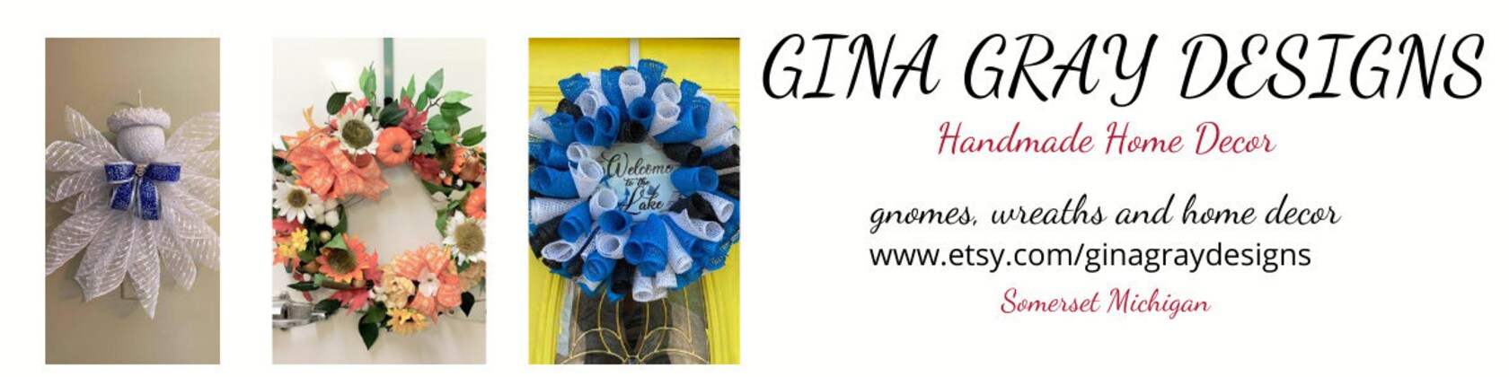 Handmade gnomes wreaths angels and home decor. by ginagraydesigns