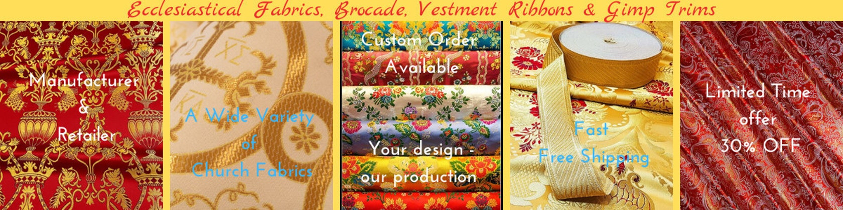 Liturgical Fabric Brocade Galloon Vestment Trimming by TopFabrics