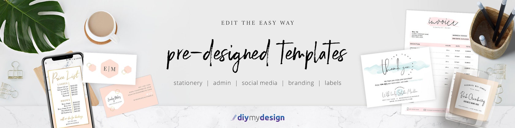 Easy-to-use ready-made professional templates by DiyMyDesignStore
