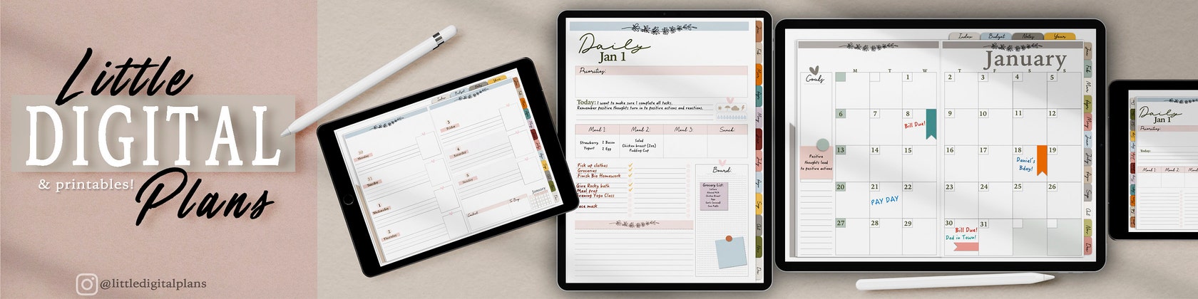 Digital Planners Printables Handmade Art by LittleDigitalPlans