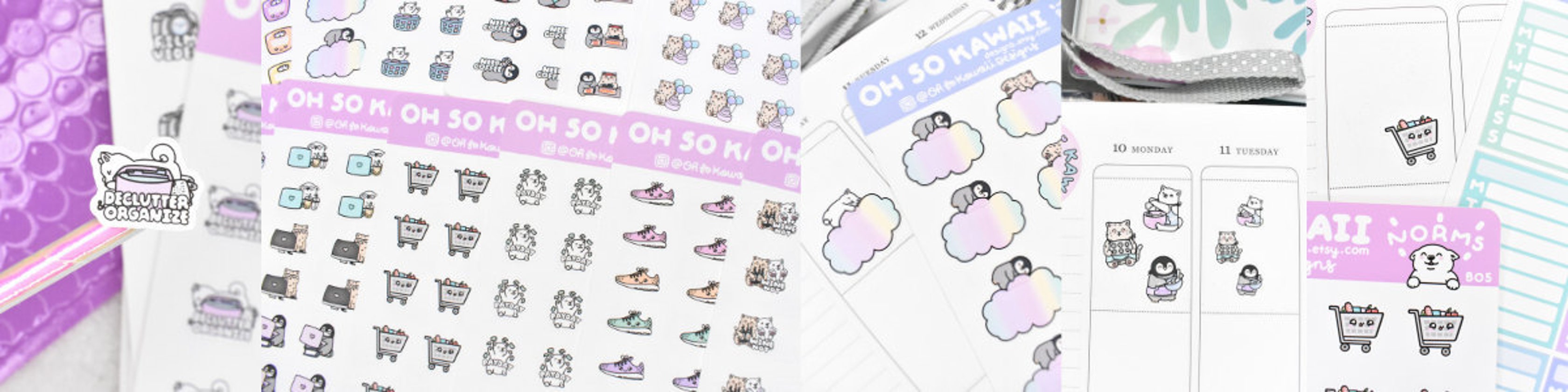 Kawaii Planner stickers for Erin Condren and by OhSoKawaiiDesigns