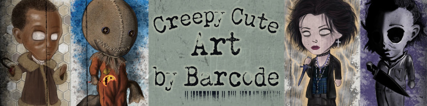 Creepy cute art by Barcode by TheArtOfBarcode on Etsy