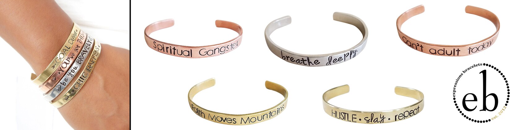 Personalized & Mantra Hand Stamped Jewelry by ExpressionsBracelets