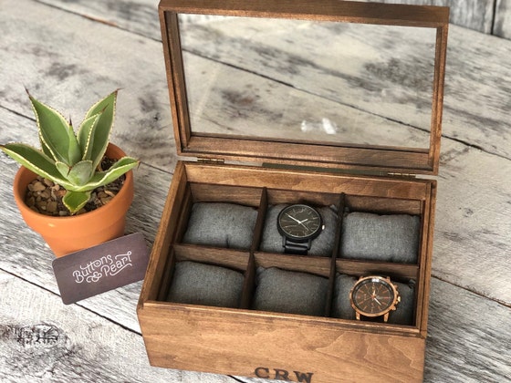 Handmade Watch Boxes Custom Engravings Wood by ButtonsAndPearl