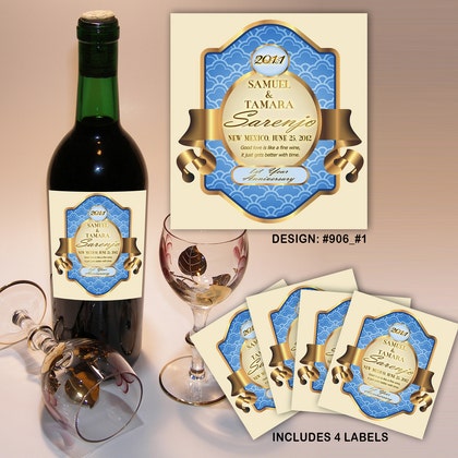 Bridal Engagement Gift Thumbprint Trees Wine Label by SugarVineArt