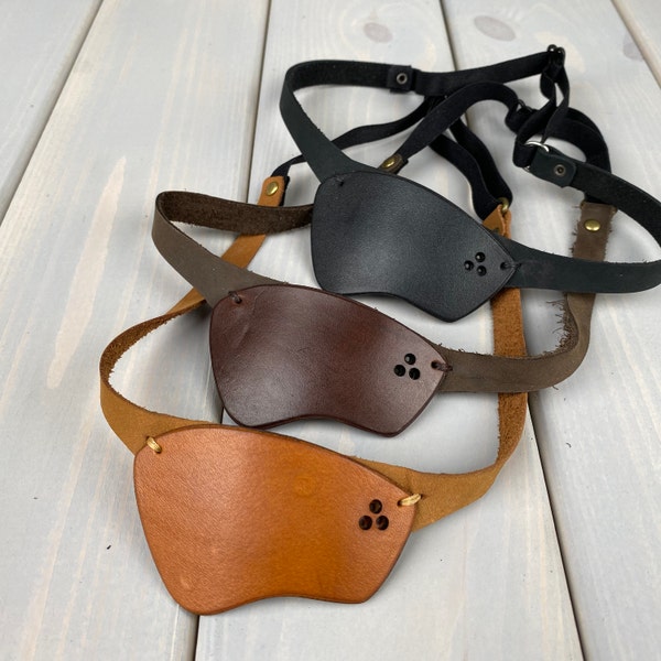 SET OF THREE Leather Eye Patch Eye Patch Man Eye Patch Woman Eye Patch Unisex Eye Patch Slim Eye ...