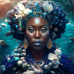 Yemoja-goddess of the Ocean Beautiful African American Woman Orisha ...